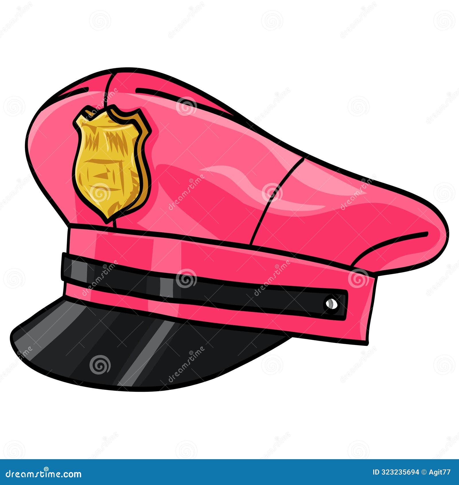 Pink Police Hat Drawing Vector Illustration Stock Vector - Illustration ...