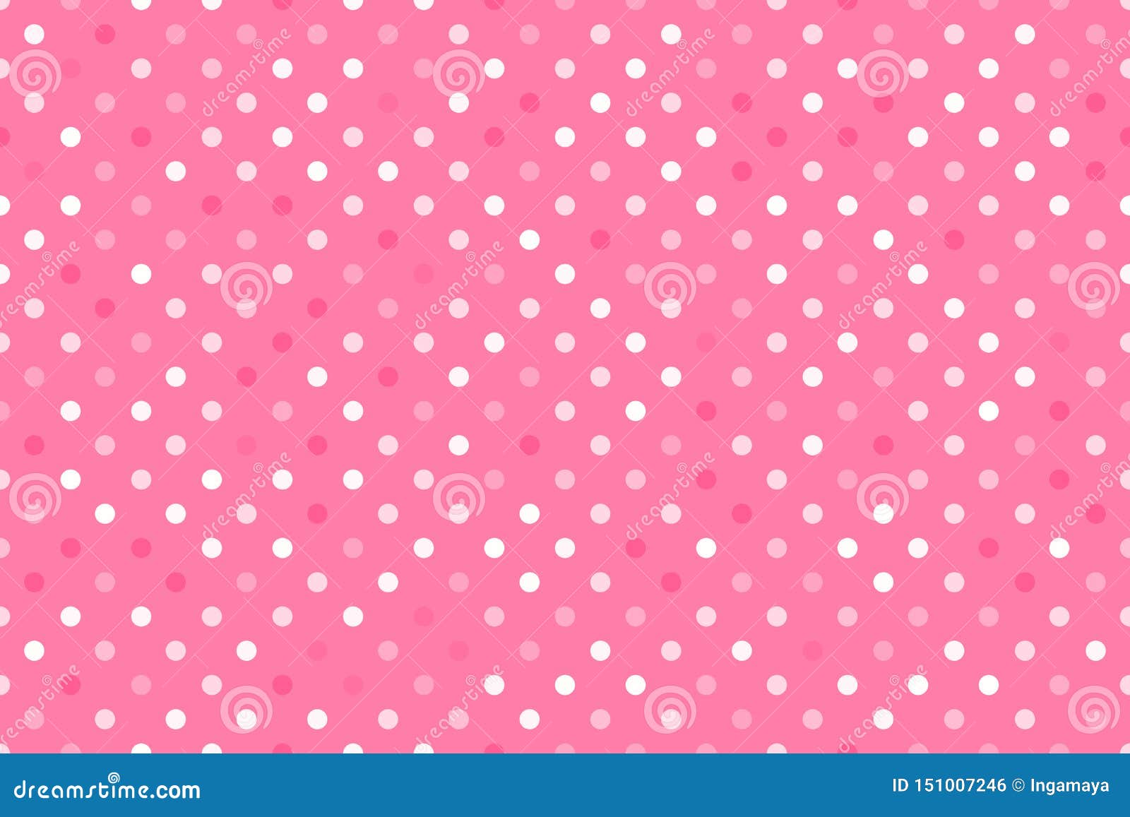 Pink Polka Dot. Wide Seamless Pattern Vector Background. Kids Surface ...