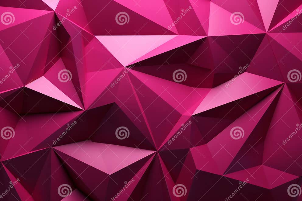 Pink Polygonal Surface with Triangular Pyramids. . AI Generated Stock ...