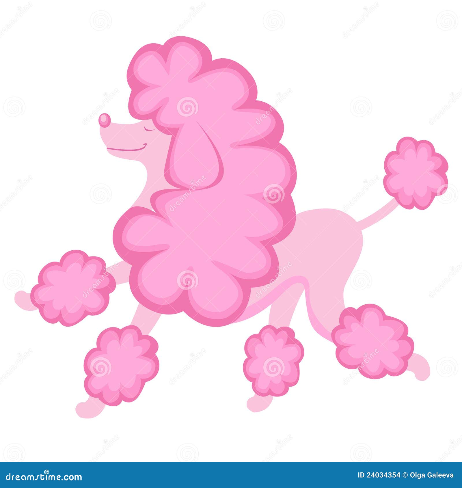 Pink poodle stock vector. Illustration of cartoon, action - 24034354