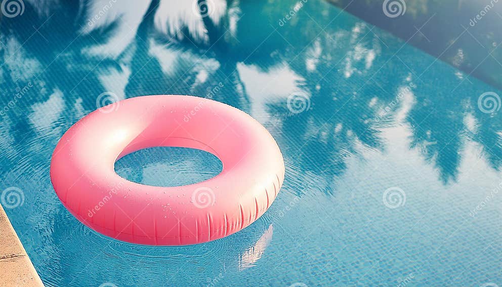 Pink Pool Floats. Pink Pool Float, Pool Ring in Cool Blue Refreshing ...