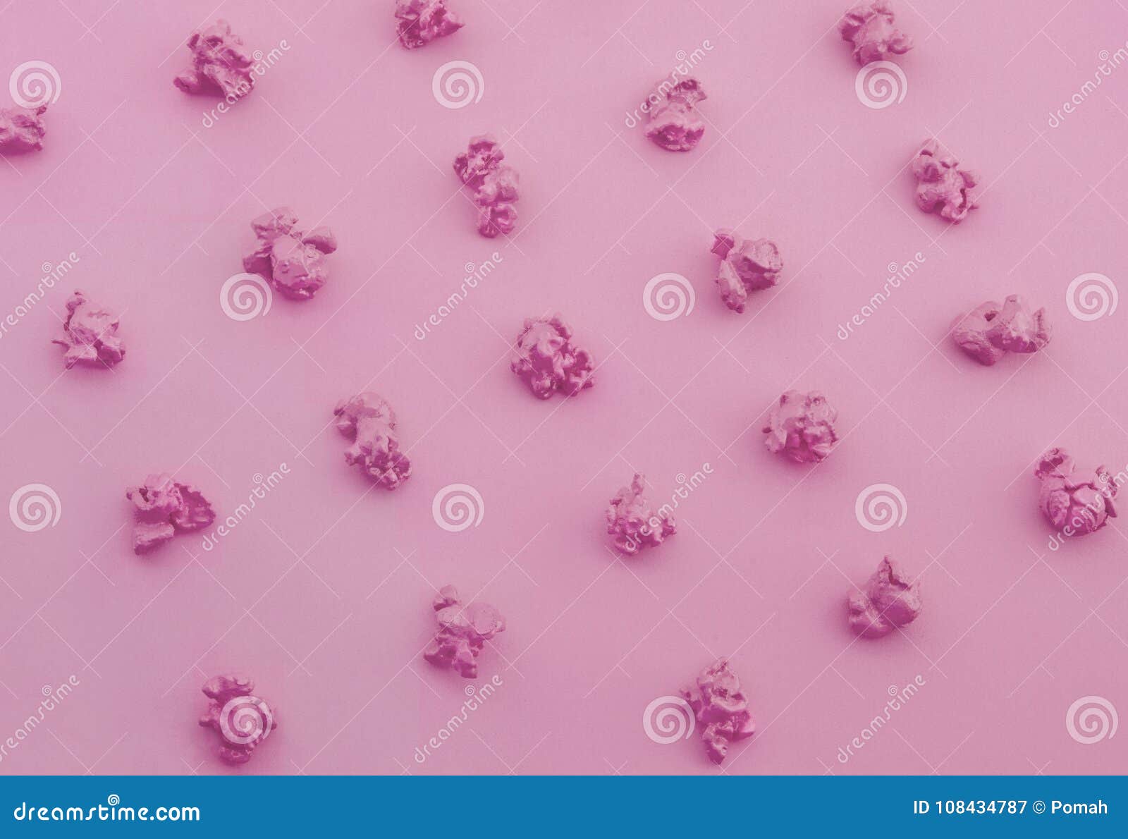 Pink Popcorn on Paper Background. Pastel Pattern. Top View Stock Image ...