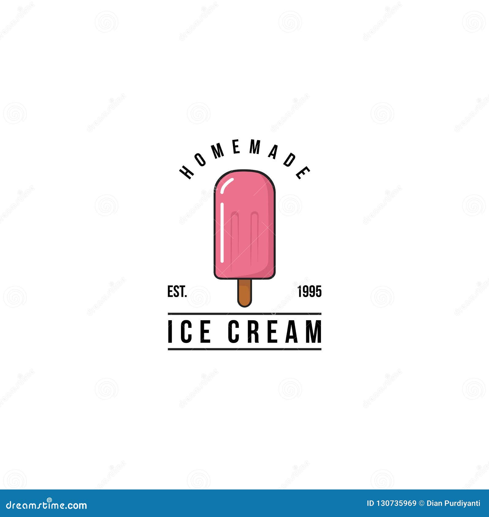 Pink Popsicle Ice Cream Logo, Sign, Icon, Flat Design, Vector Design ...