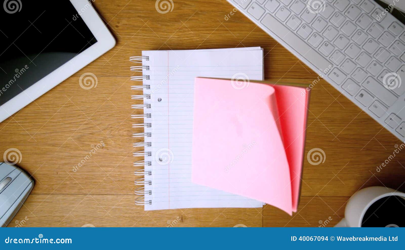 Pink Post Its Falling on Notepad on Office Desk Stock Footage - Video ...