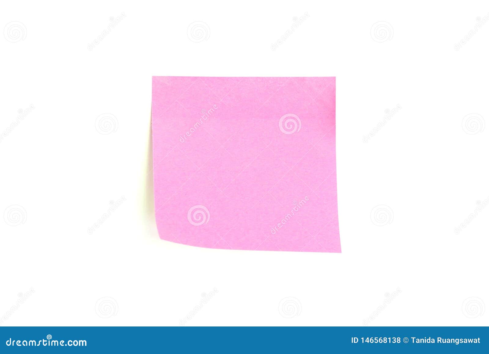 Single Pink Post it on White Background Stock Photo - Image of color ...