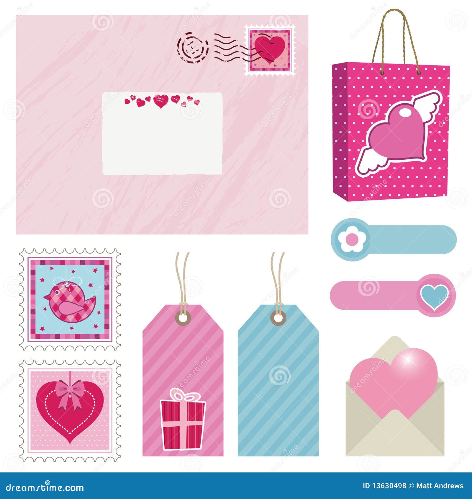 Pink postage stock vector. Illustration of stamp, envelope - 13630498