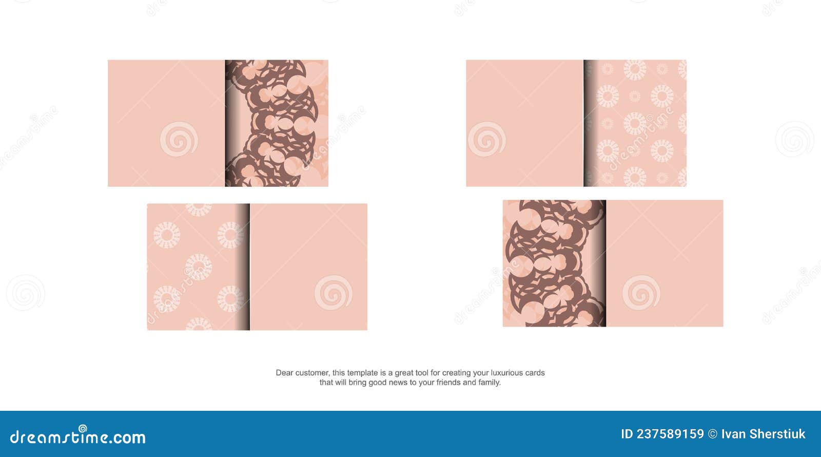 Pink Postcard with Luxurious Ornaments for Your Design. Stock Vector ...