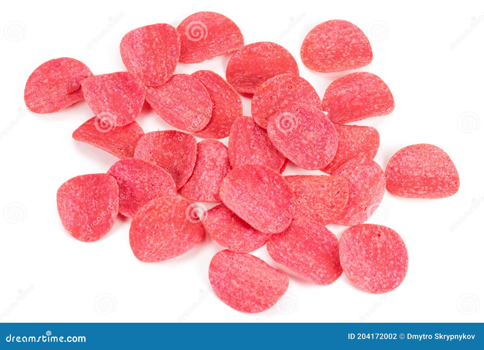 Pink Potato Chips Isolated on White Background Stock Photo - Image of ...