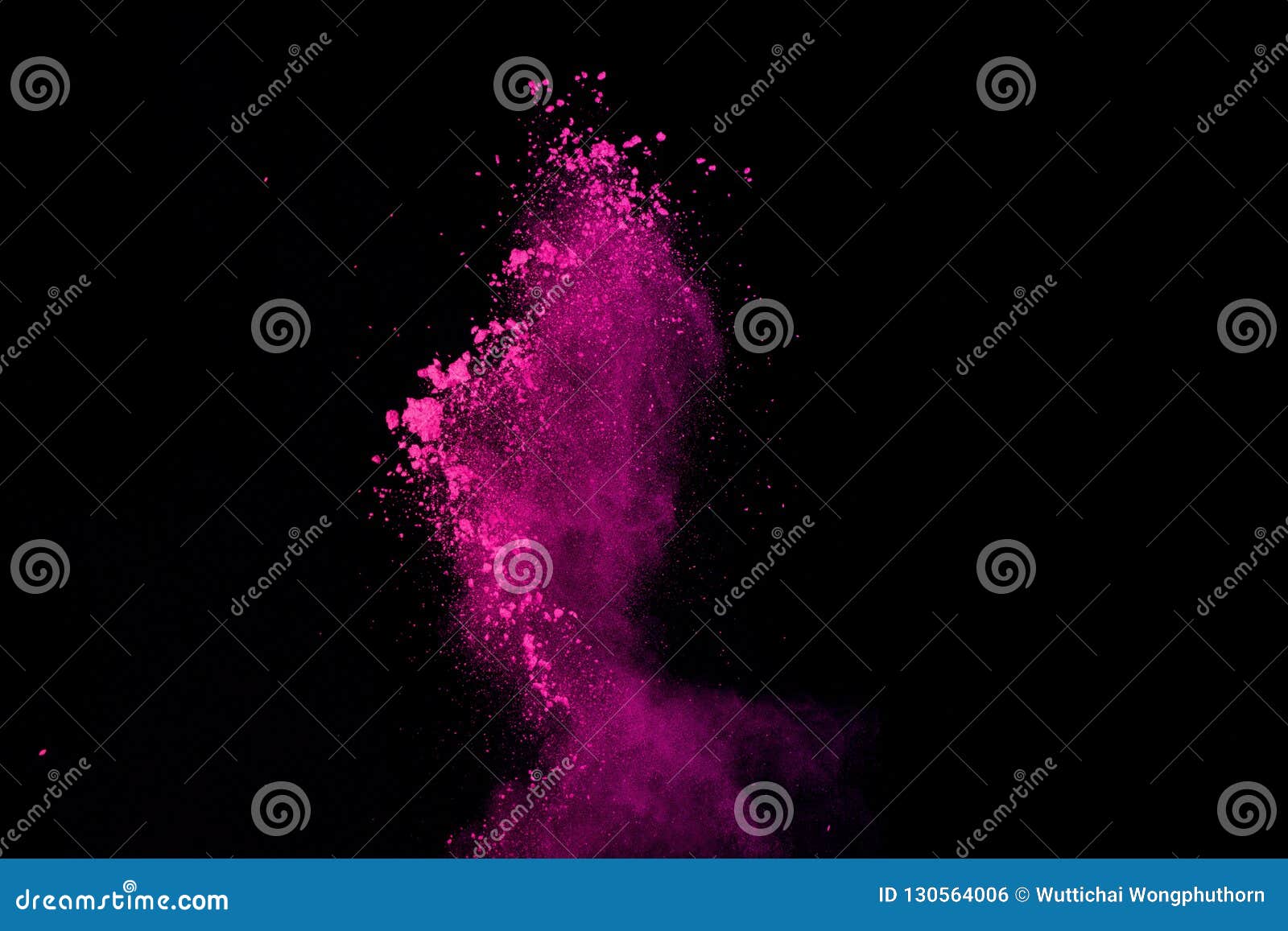 Pink Powder Explosion on Black Background. Colored Cloud. Colorful Dust ...