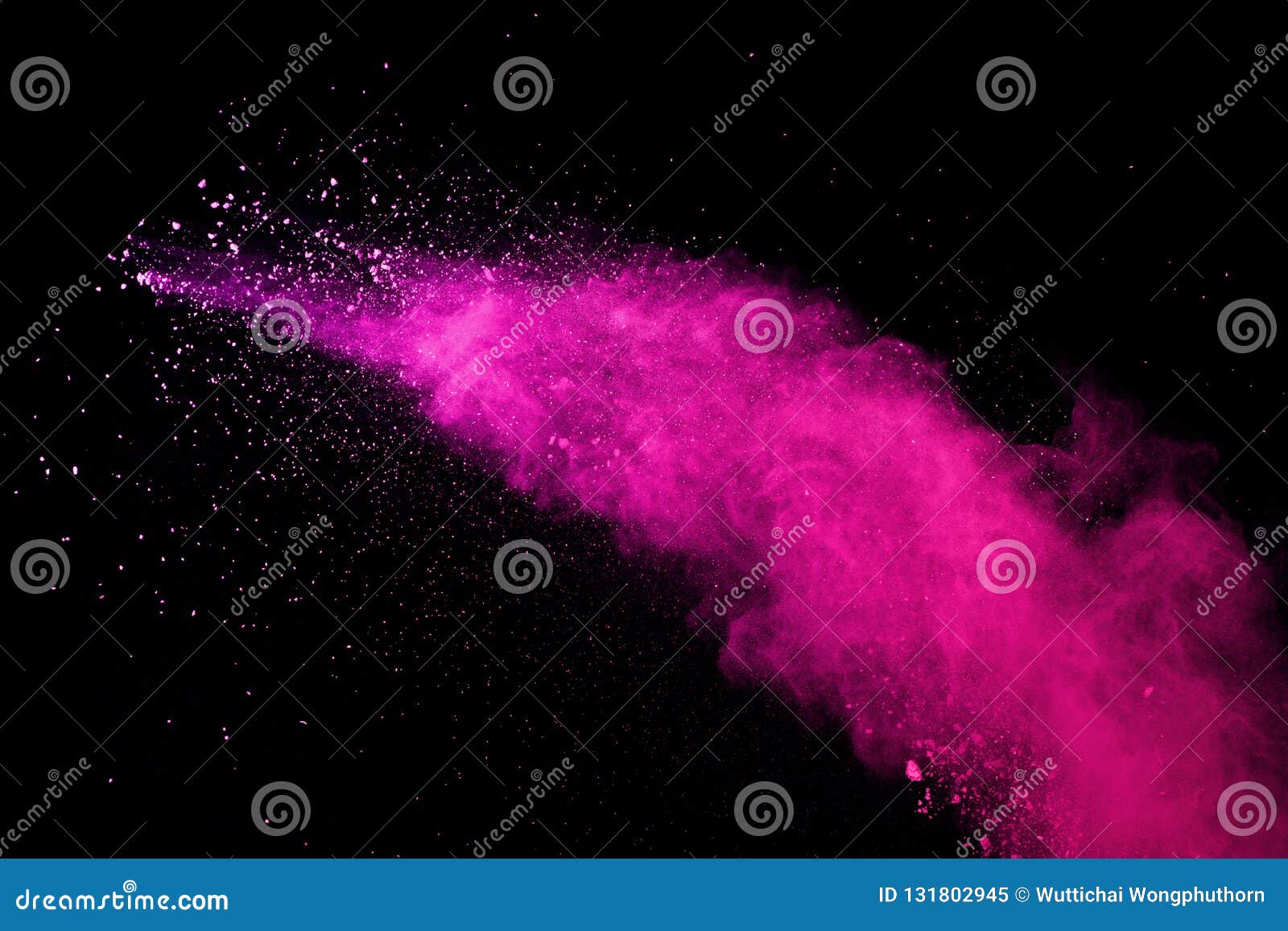 Pink Powder Explosion on Black Background. Colored Cloud. Colorful Dust ...