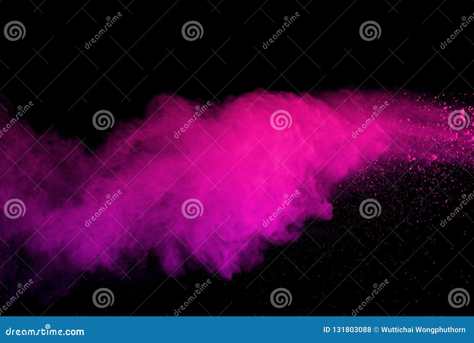 Pink Powder Explosion on Black Background. Colored Cloud. Colorful Dust ...