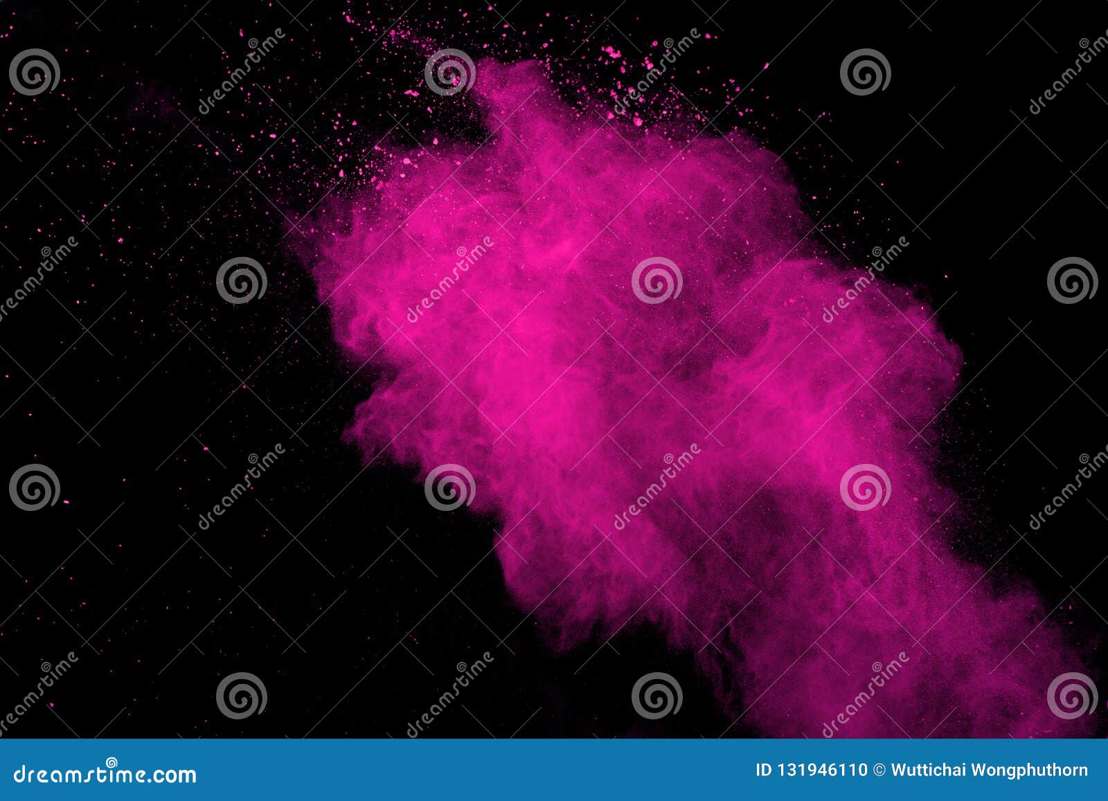 Pink Powder Explosion on Black Background. Colored Cloud. Colorful Dust ...