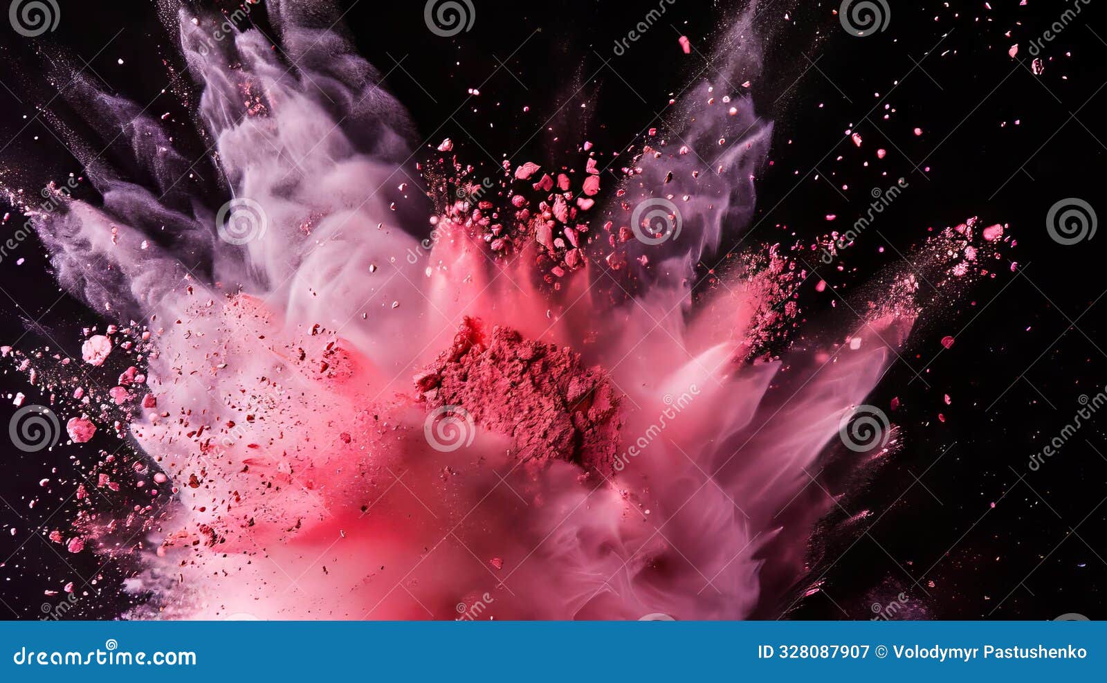 A Pink Powder Explosion on a Black Background Stock Image - Image of ...