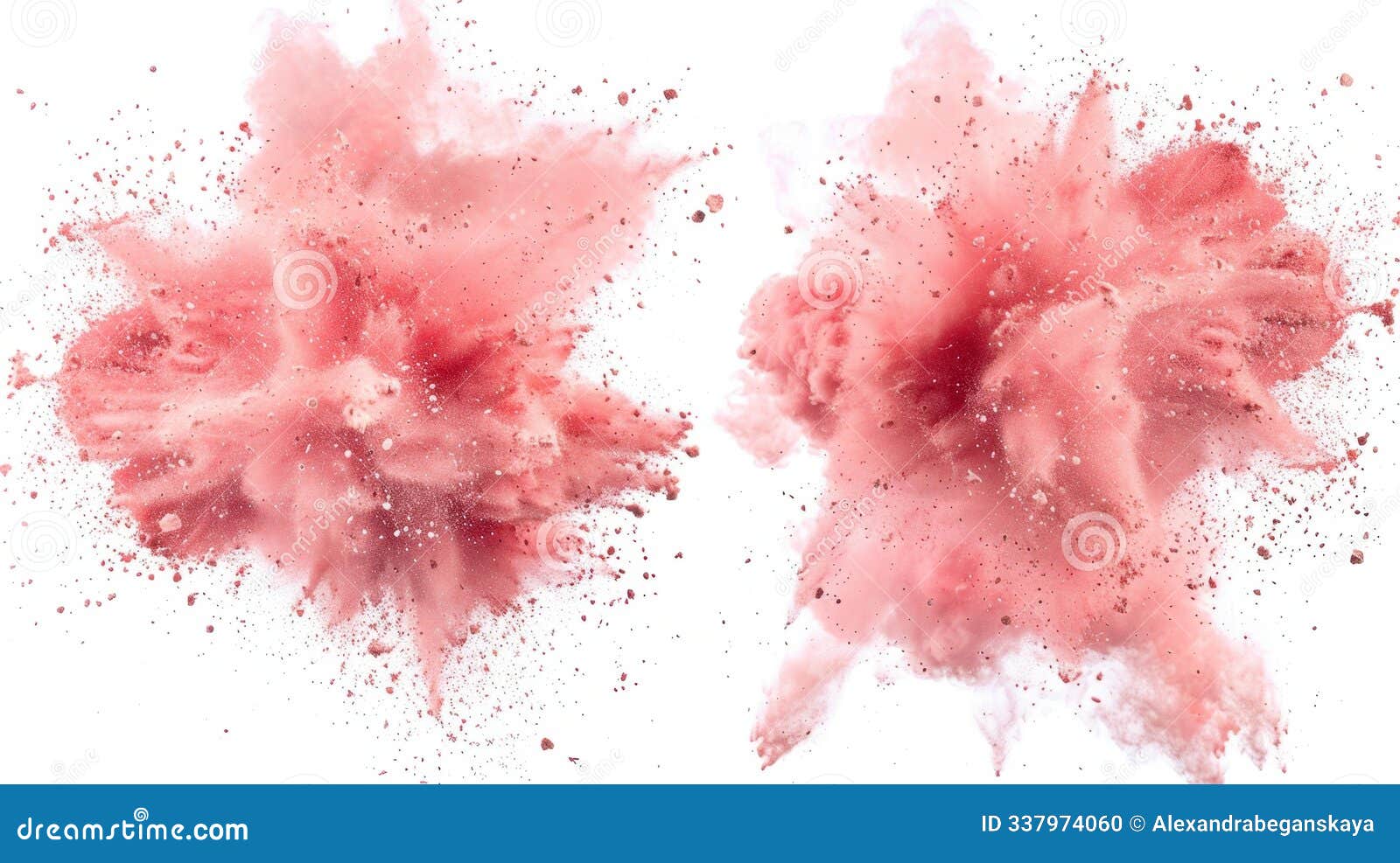 Pink Powder Explosion Clouds on White Background Stock Illustration ...