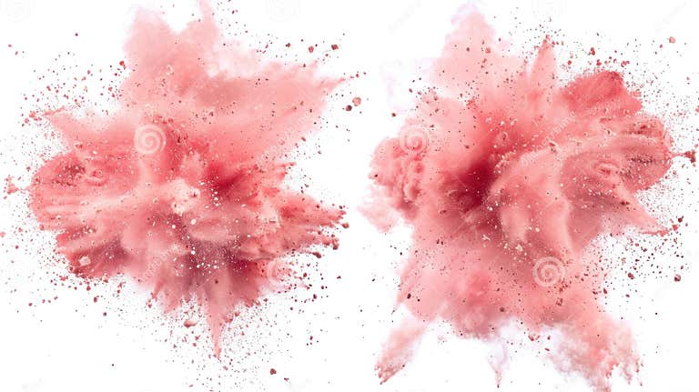 Pink Powder Explosion Clouds on White Background Stock Illustration ...