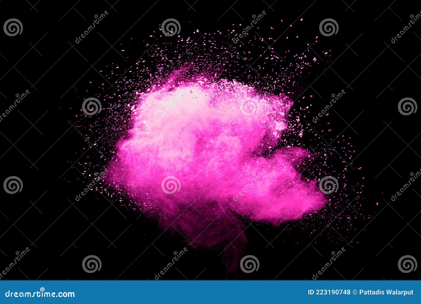 Pink Powder Explosion.Pink Dust Splash Cloud on Dark Background Stock ...