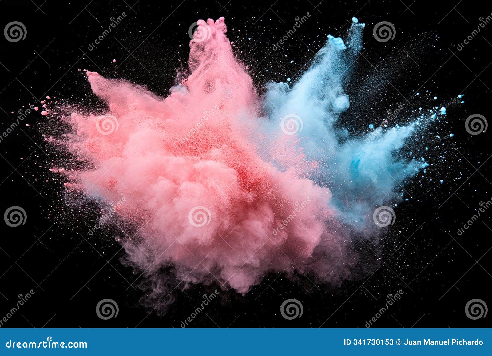 Pink Powder with Light Blue Abstract Background, Explosive, Powder ...