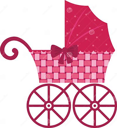Pink Pram stock vector. Illustration of baby, wheel, girl - 23264942