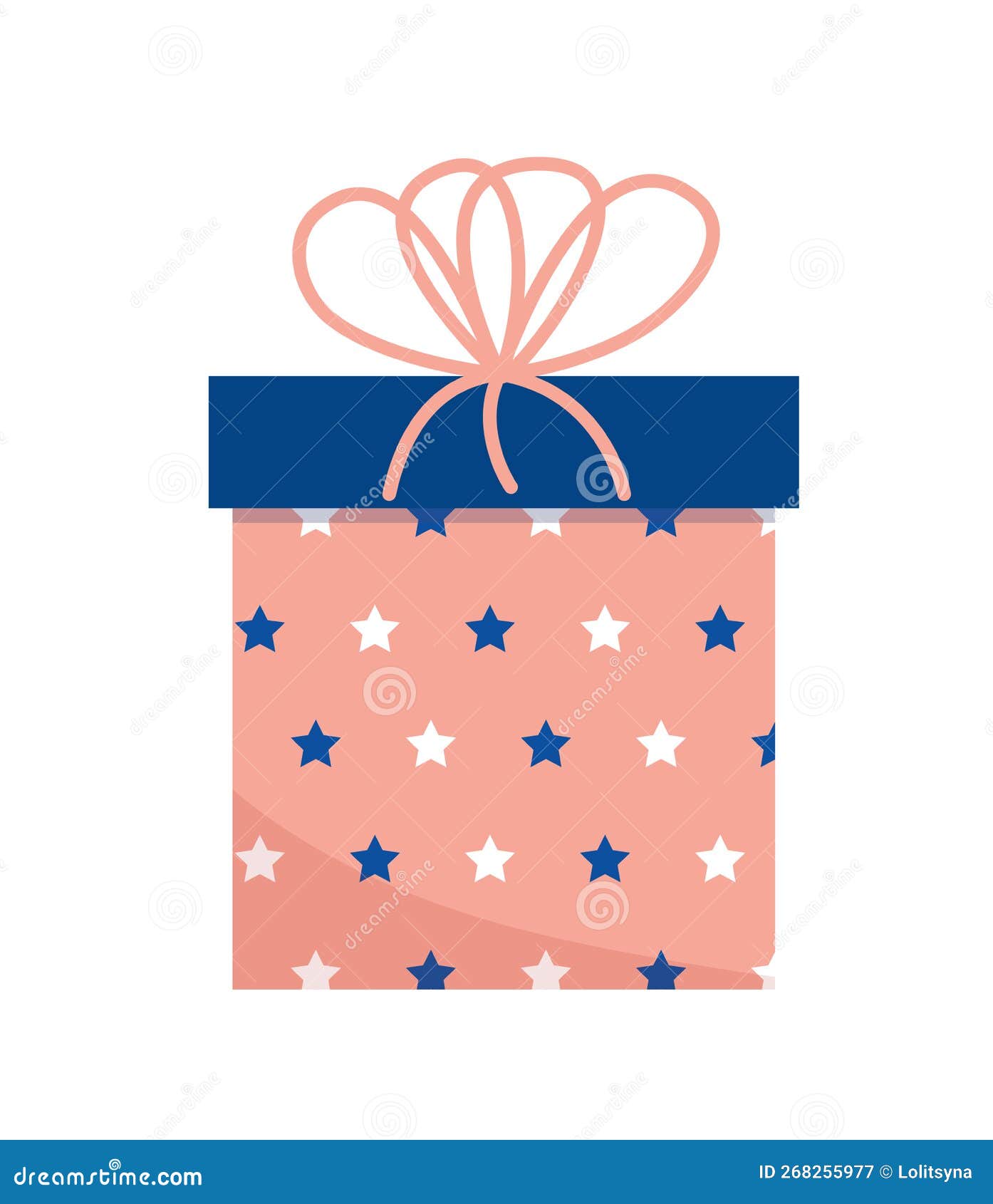 Pink Present Box with Stars and Bow. Gift. Flat, Cartoon, Vector Stock ...