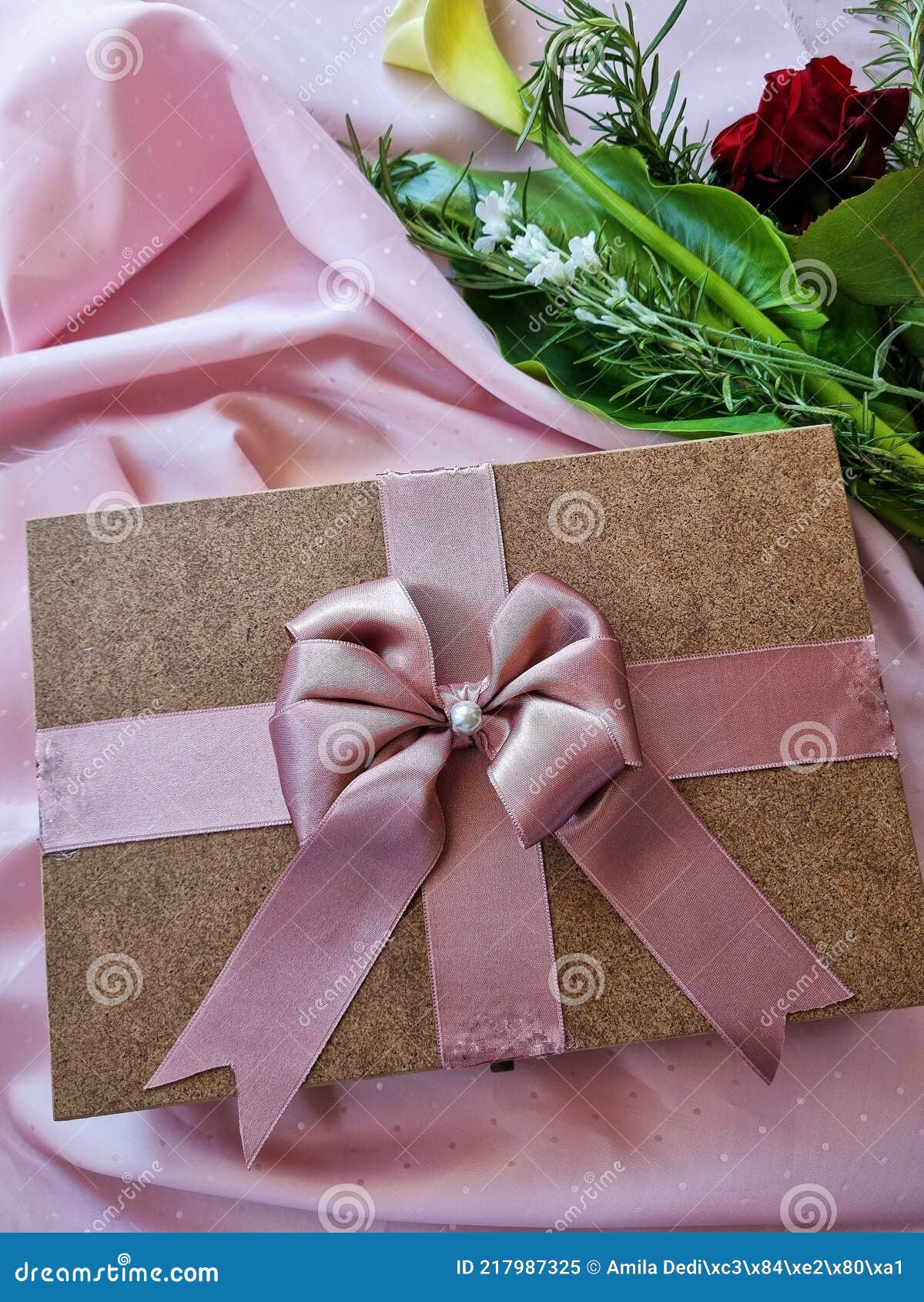 Pink surprise stock image. Image of present, flowers - 217987325