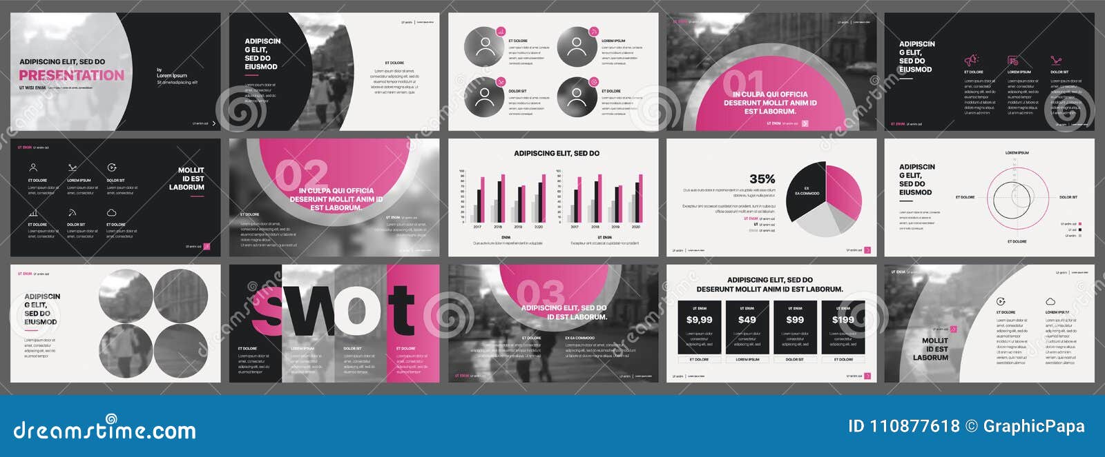 Pink Presentation Templates Elements On A White Background. Vector ...