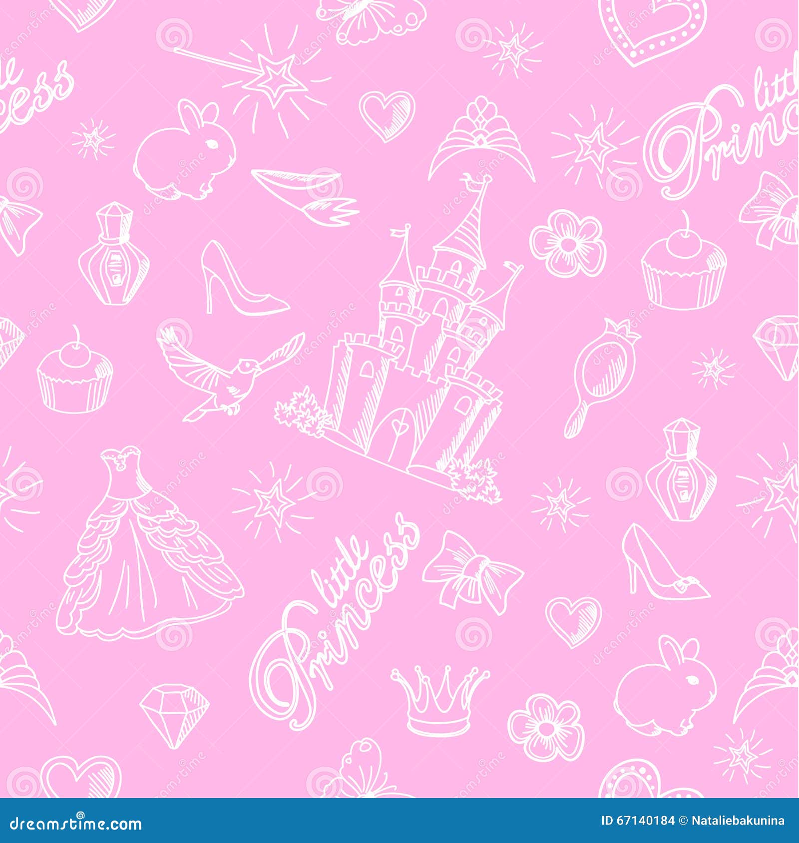 Pink Princess Seamless Pattern. Stock Vector - Illustration of cartoon ...