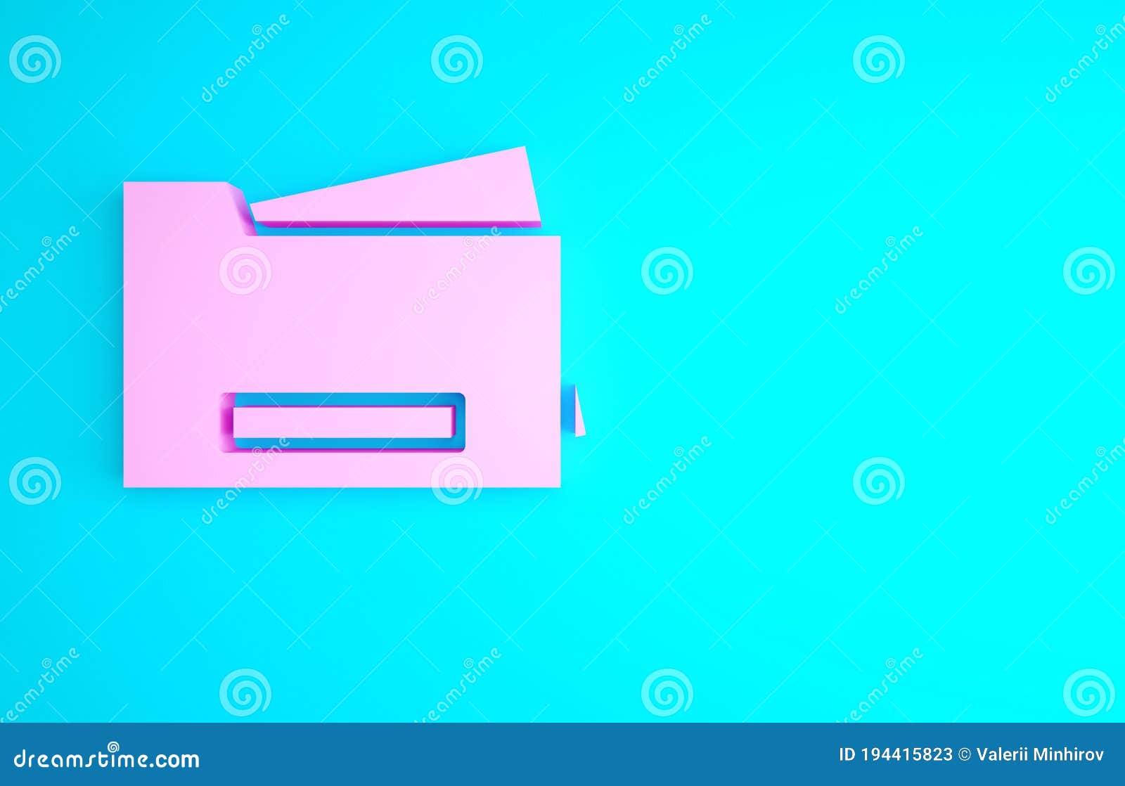 Pink Printer Icon Isolated on Blue Background. Minimalism Concept Stock ...