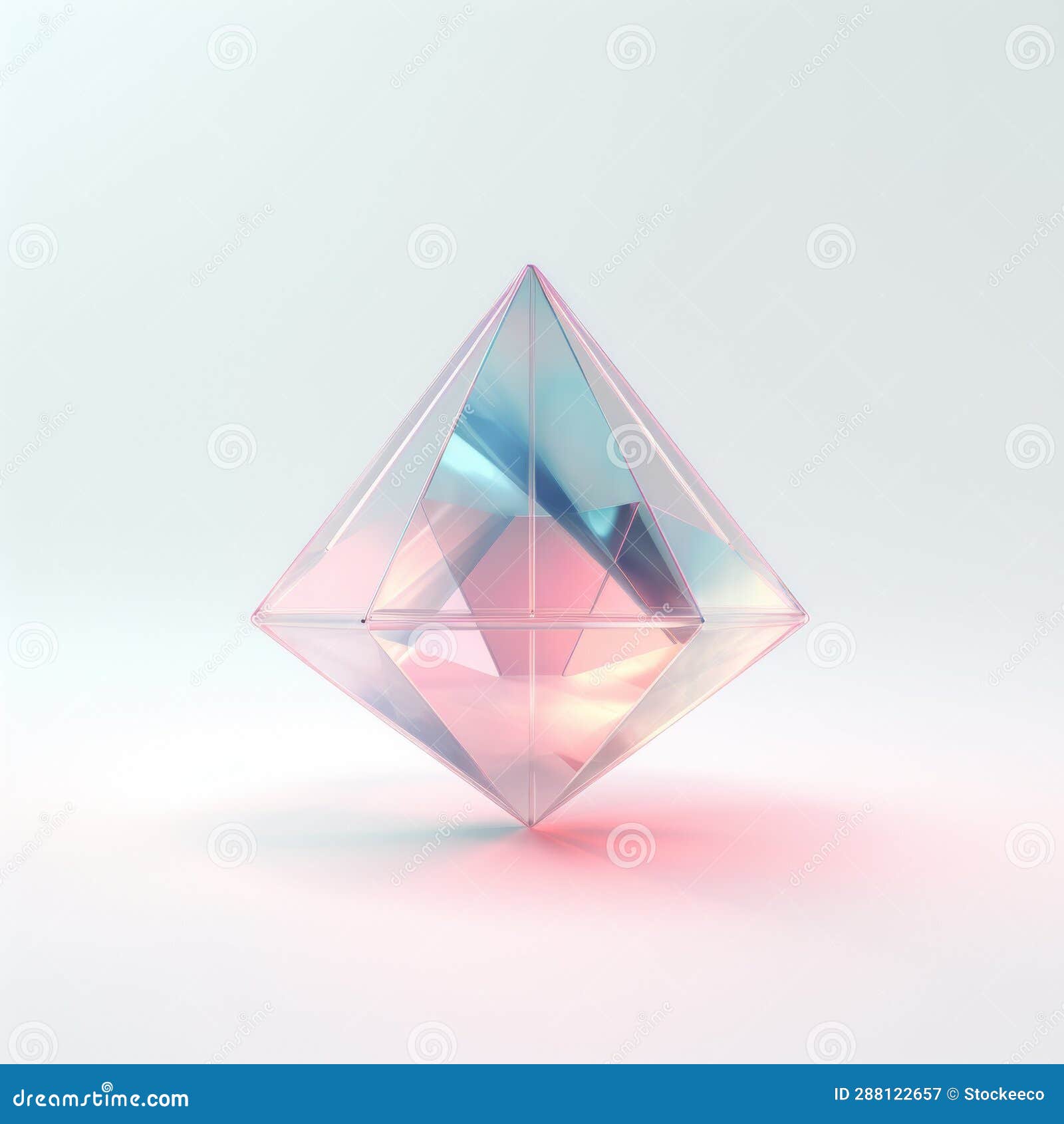 Pink Prism In Light Blue: Translucent 3d Render With Surrealistic Touch ...