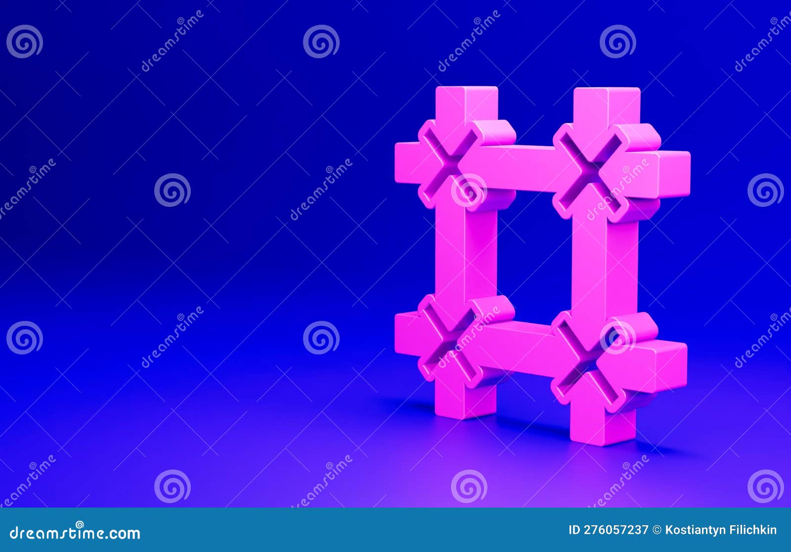 Pink Prison Window Icon Isolated on Blue Background. Minimalism Concept ...