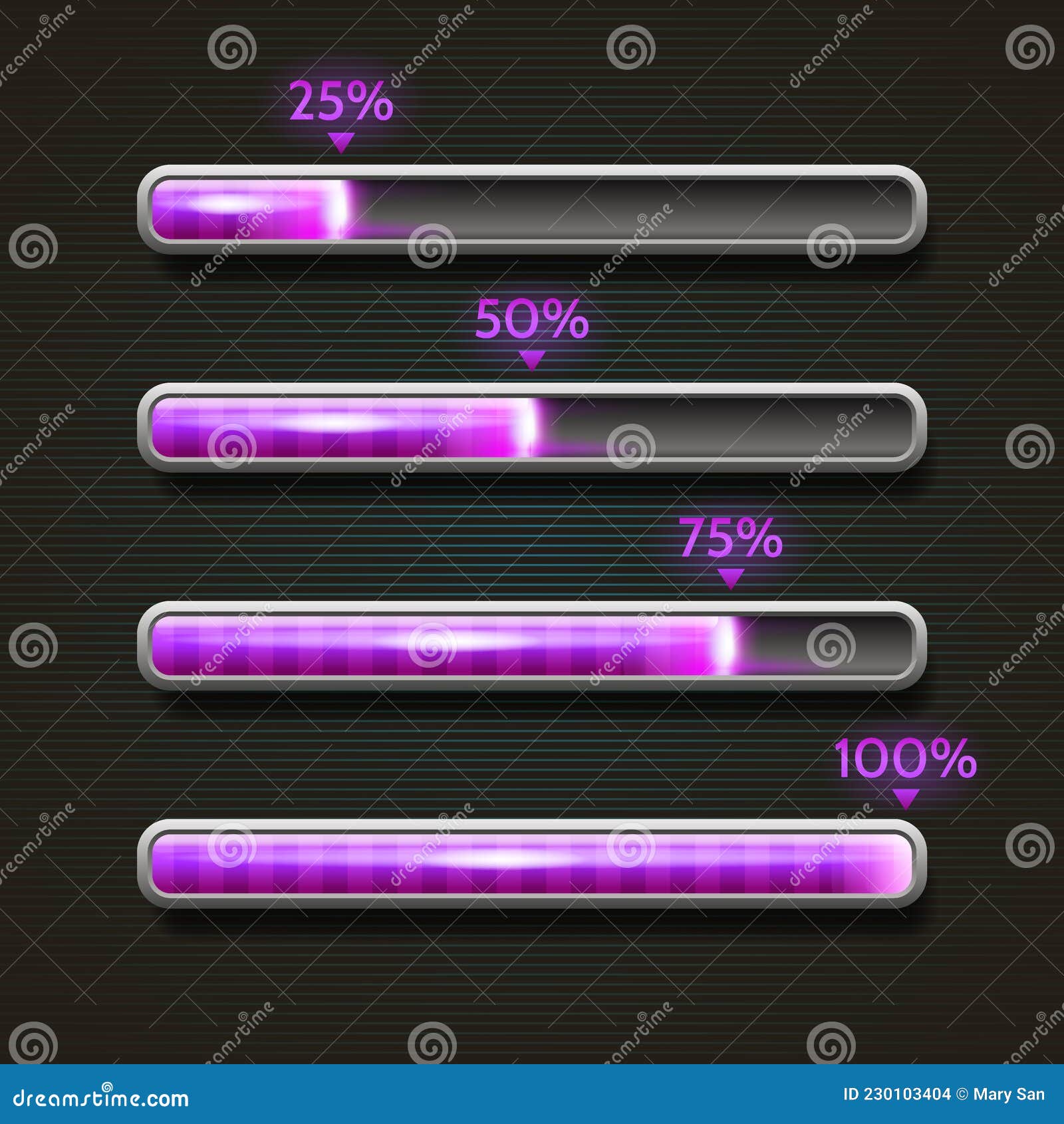 Pink Progress Bar, Loading, Template for App Interface Stock Vector ...