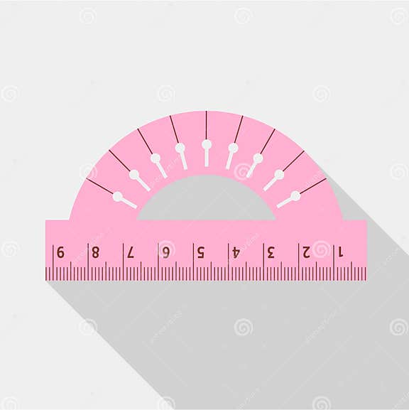 Pink Protractor Icon, Flat Style Stock Vector - Illustration of ...