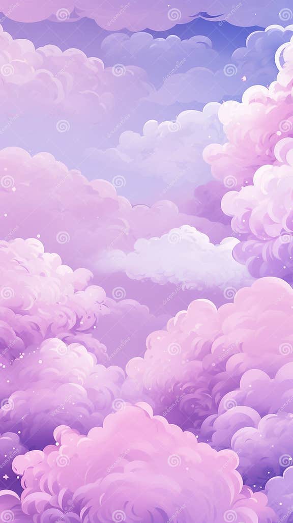 Pink and Purple Clouds in the Sky Stock Illustration - Illustration of ...