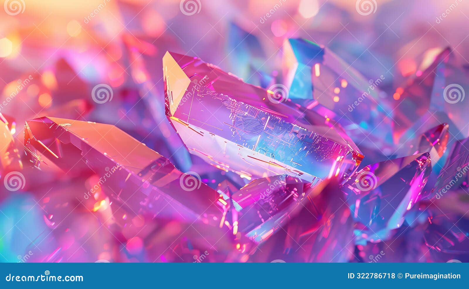 Pink and Purple Crystals Display an Array of Shapes Stock Illustration ...