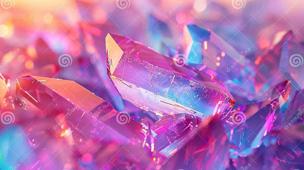 Pink and Purple Crystals Display an Array of Shapes Stock Illustration ...