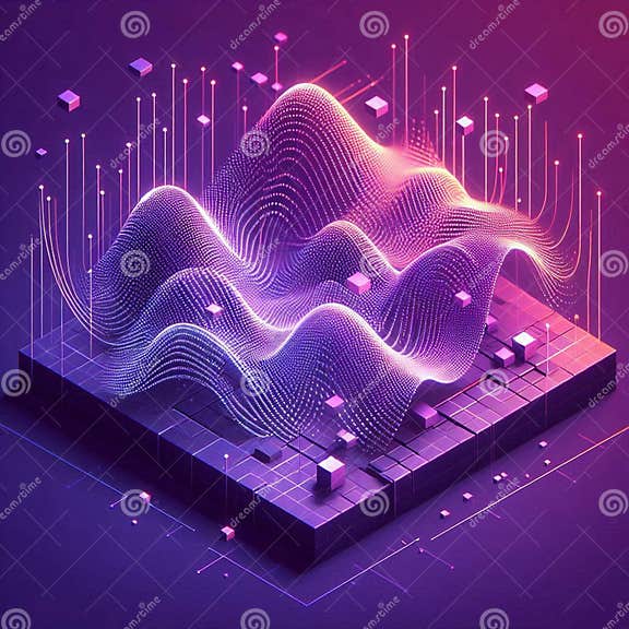 Pink-Purple Digital Representation with a Grid-like Structure. Stock Illustration - Illustration ...