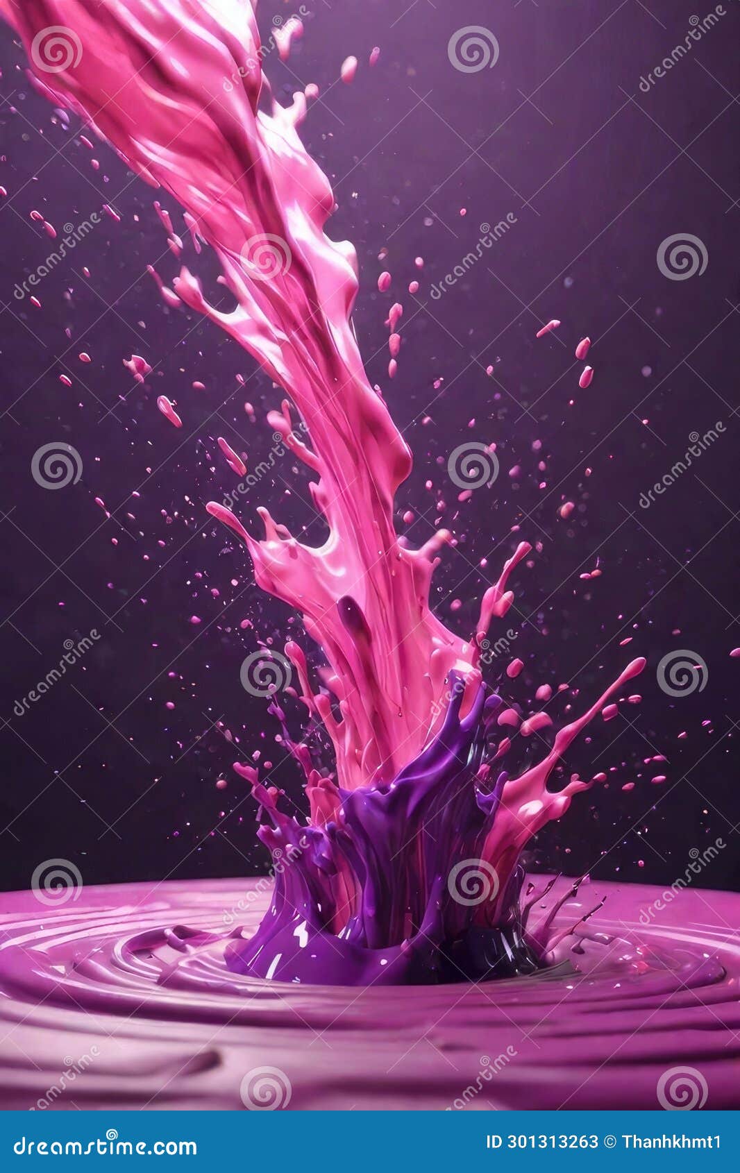 Pink and Purple Liquids, Splash Art, Vertical Composition Stock Image ...