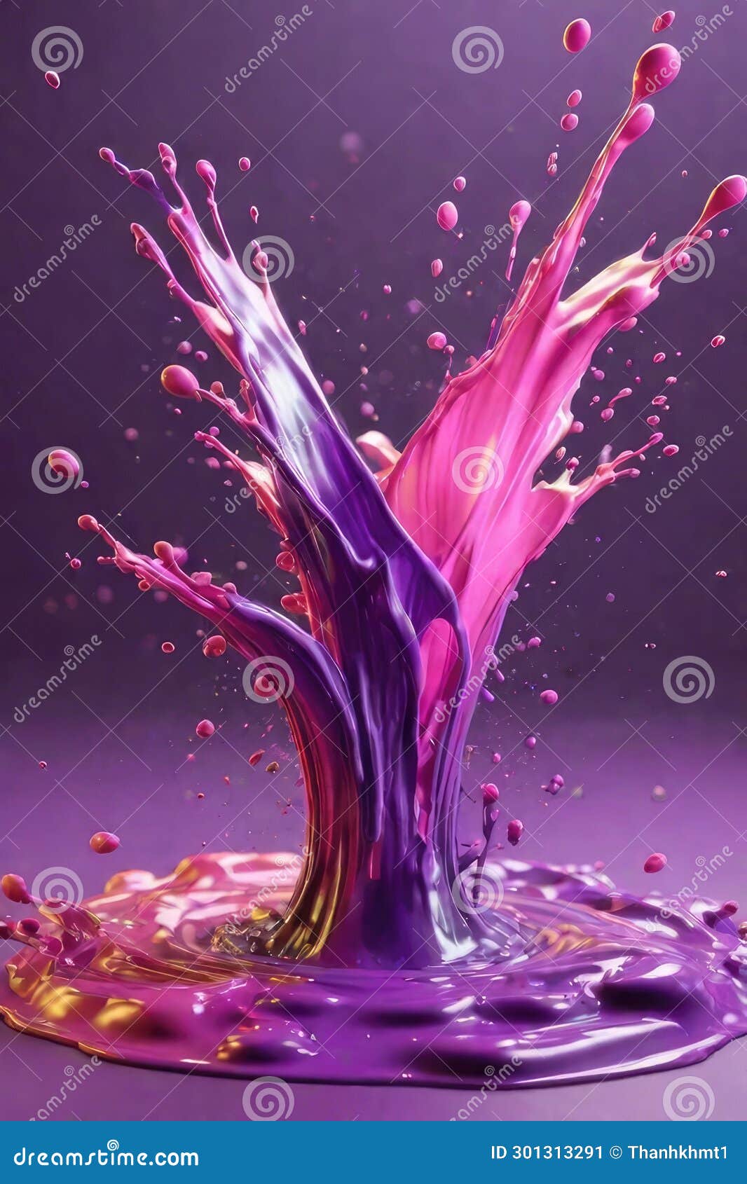 Pink and Purple Liquids, Splash Art, Vertical Composition Stock Image ...