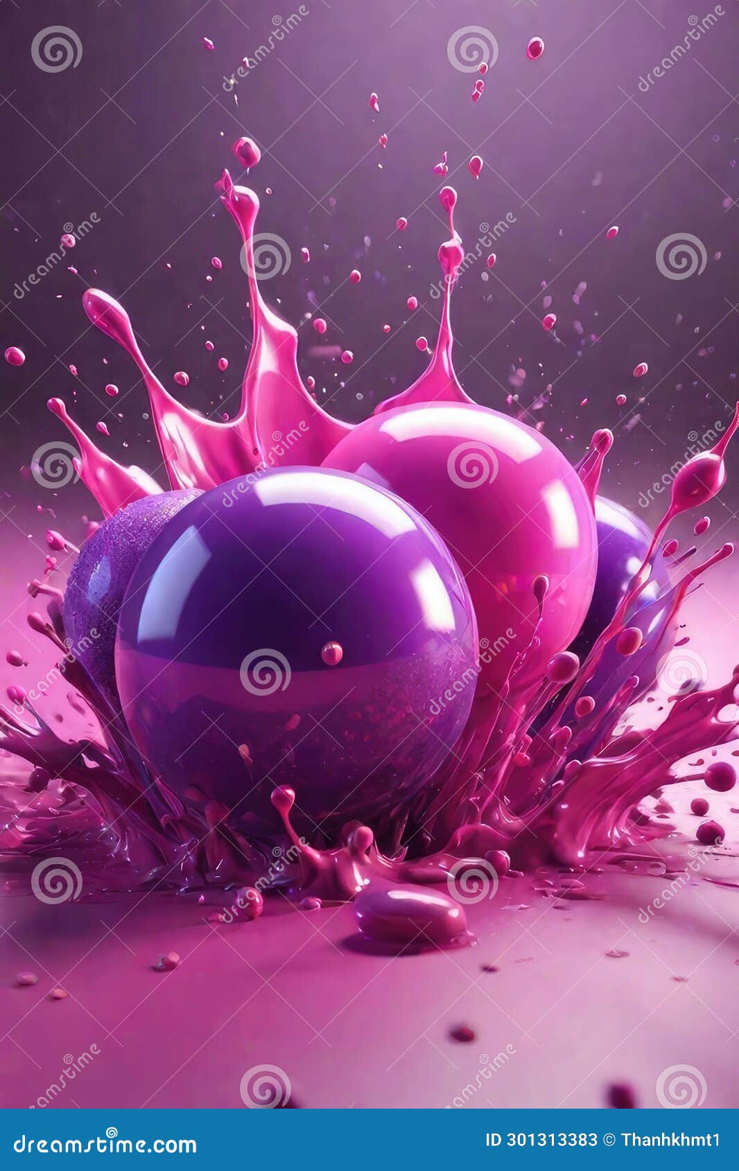 Pink and Purple Liquids, Splash Art, Vertical Composition Stock Image ...