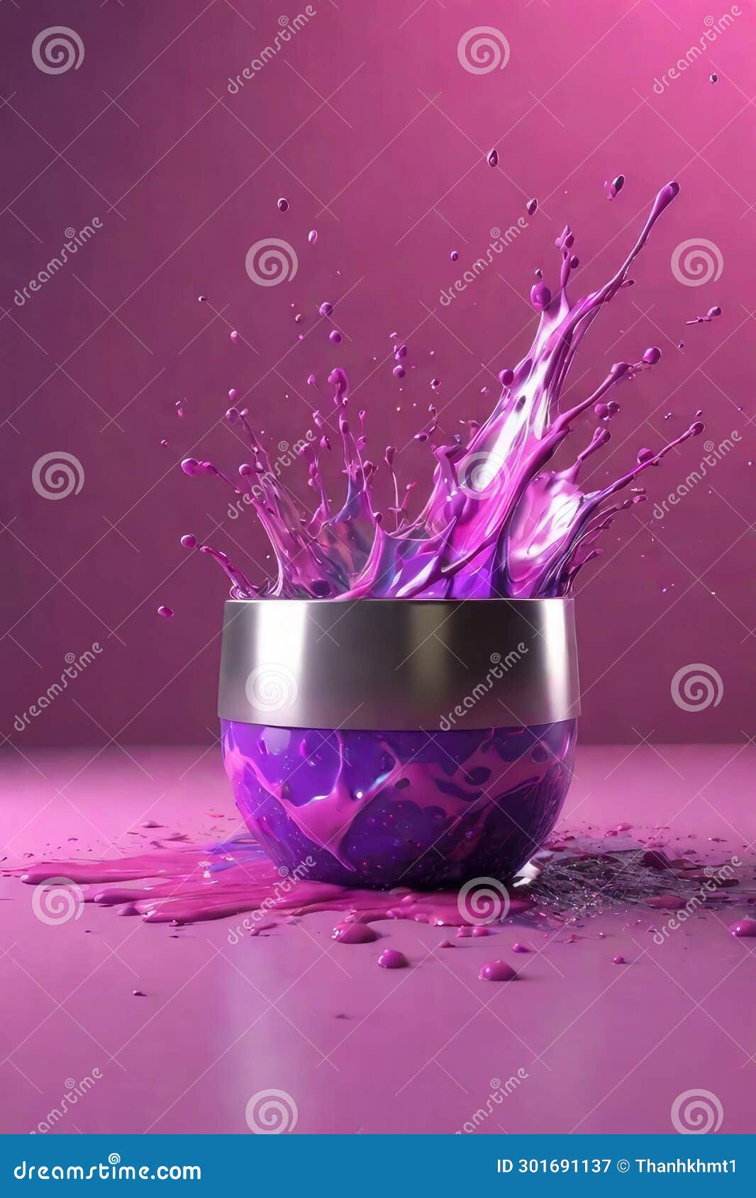 Pink and Purple Liquids, Splash Art, Vertical Composition Stock ...