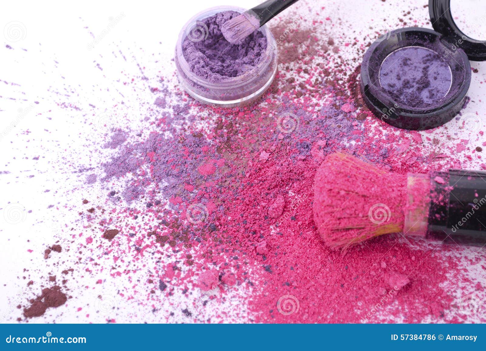 Pink and Purple Makeup Powder and Brush. Stock Photo - Image of ...