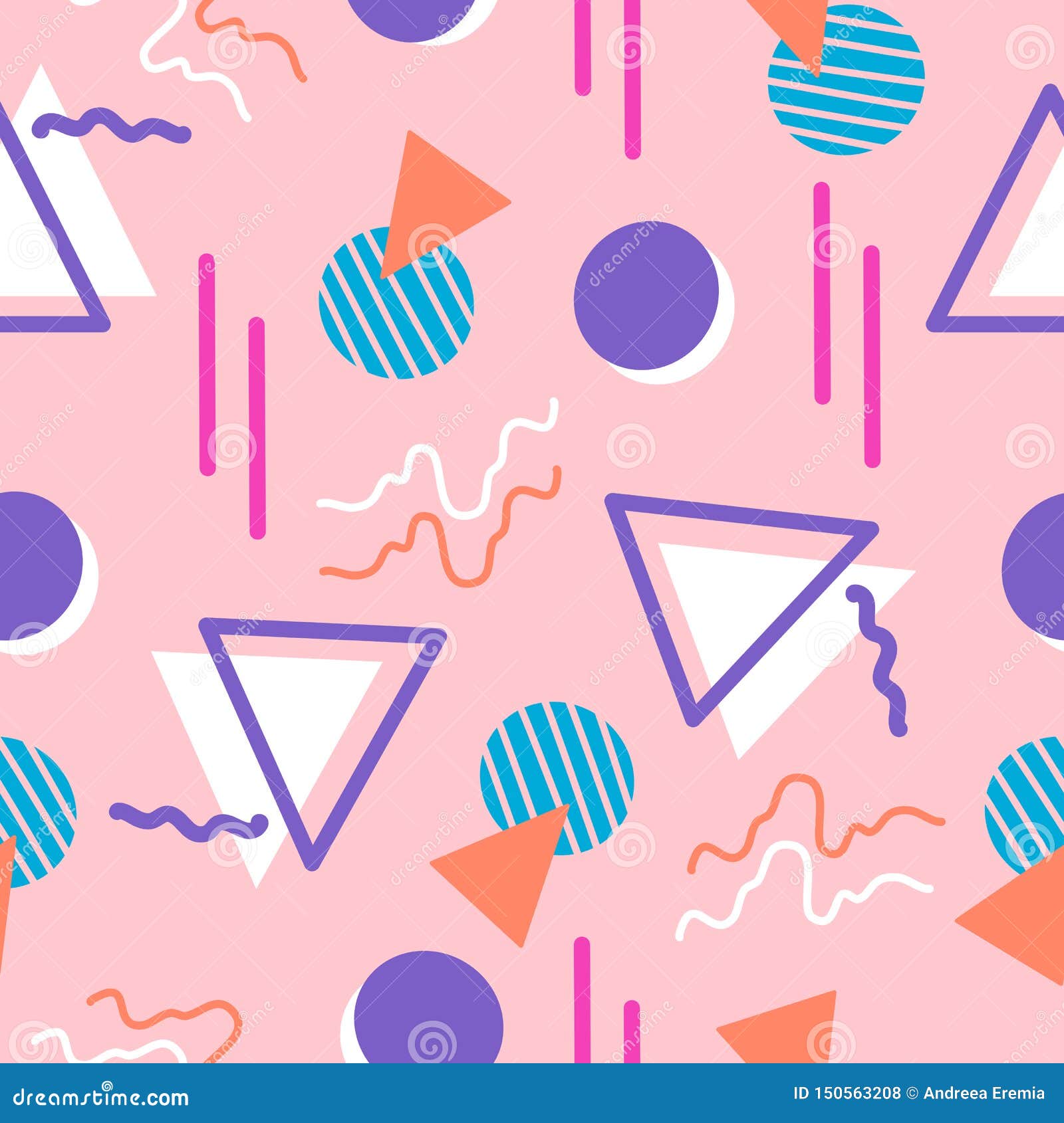 Pink, Purple and Orange Geometric Elements in a Seamless Pattern Design ...