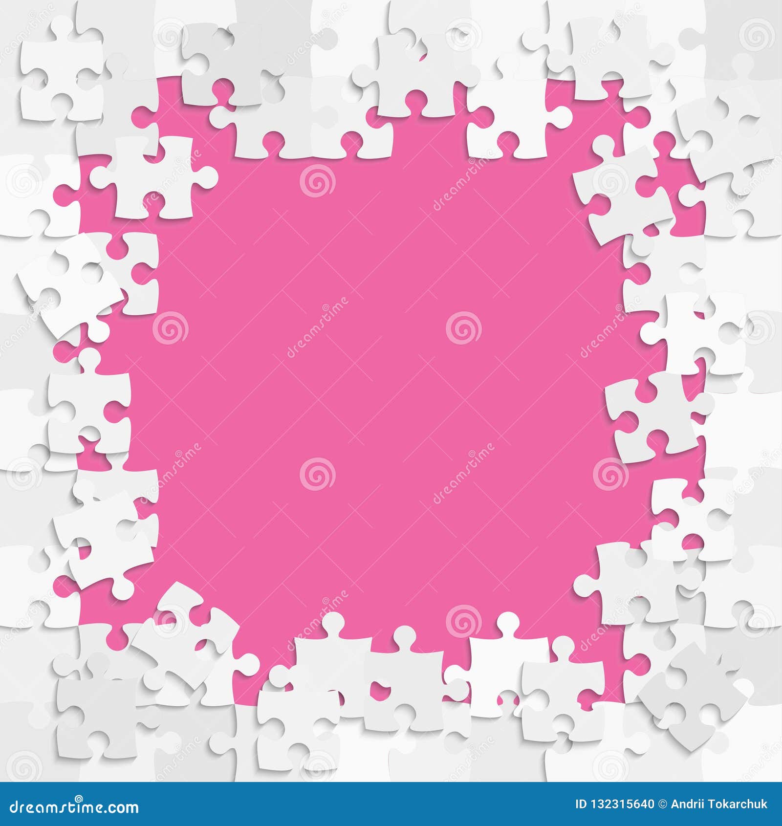 The Pink Puzzle Frame. Puzzle Pieces Banner . Stock Vector ...
