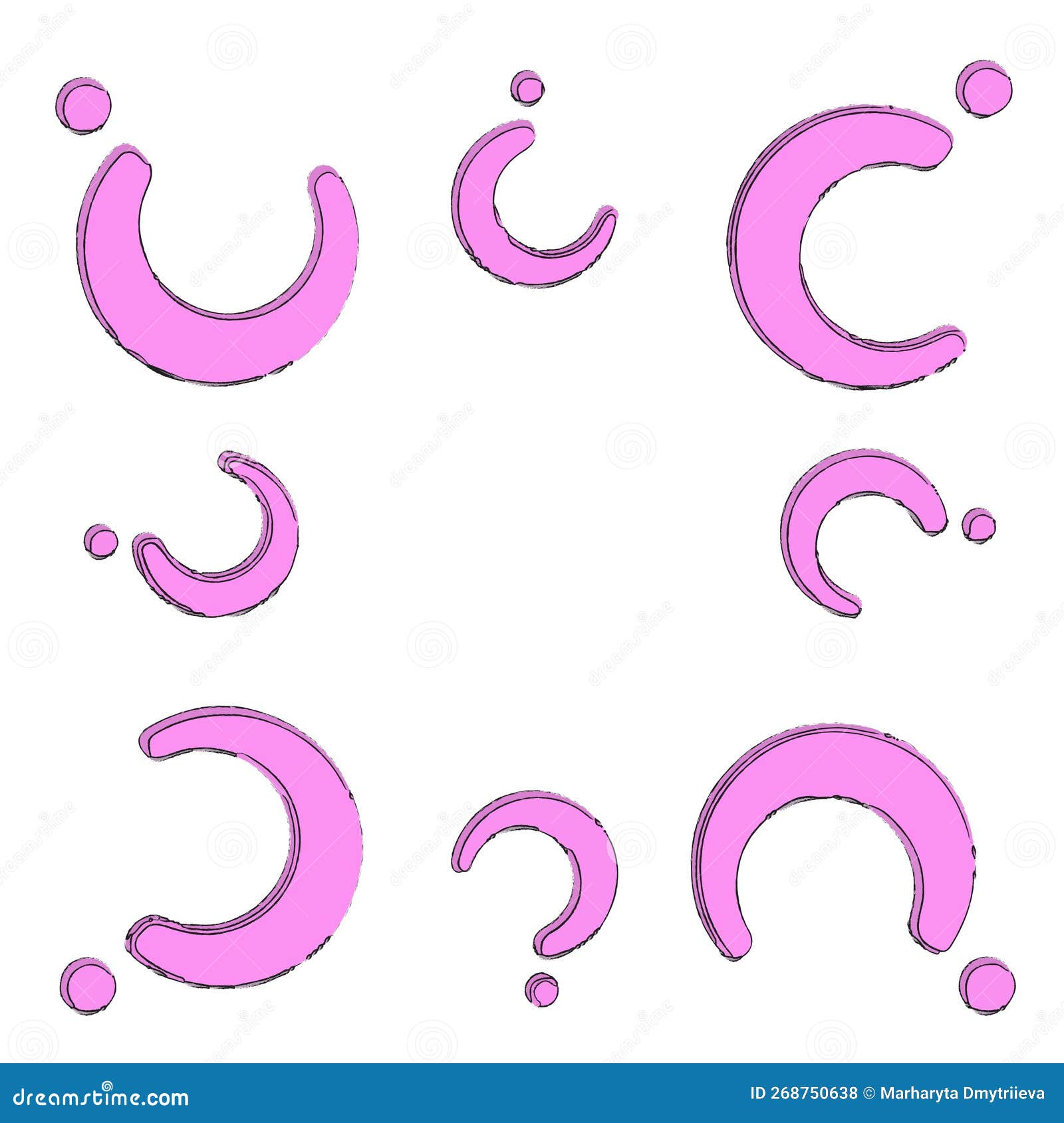 Pink Question Marks on a White Background with Space for Text in the ...