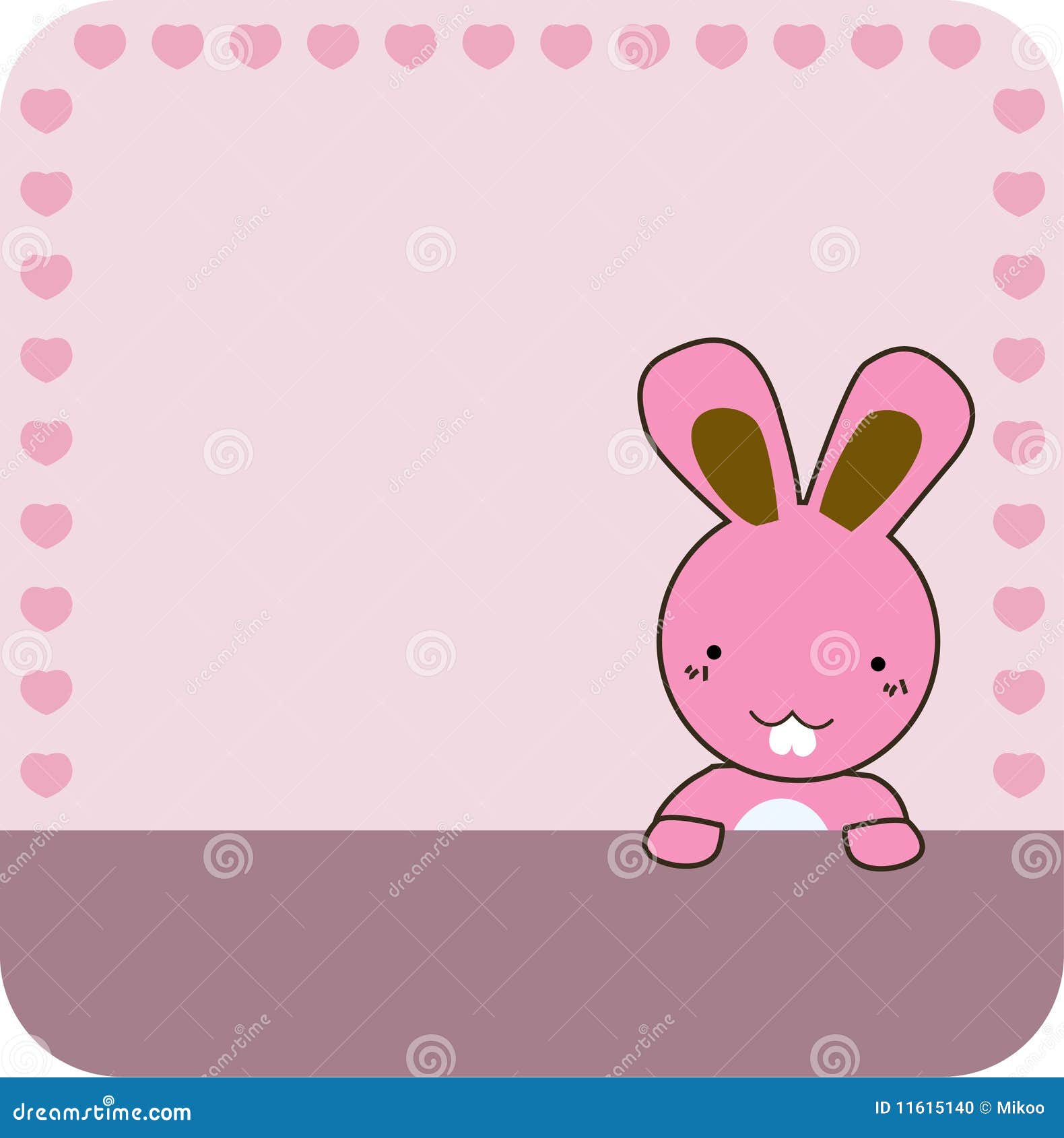 Pink rabbit stock vector. Illustration of clip, congratulatory - 11615140