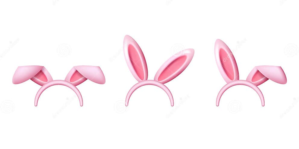 Pink Rabbit Ears Headband Set Stock Vector - Illustration of cartoon ...