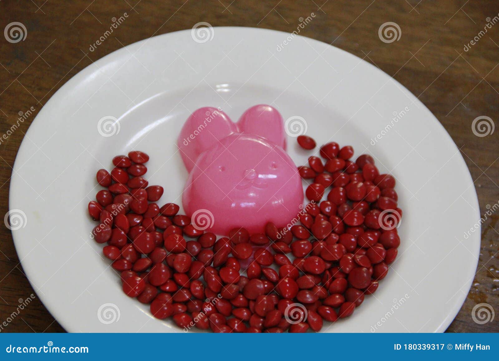 Pink Rabbit Pudding and Red Beans Stock Image - Image of detailed ...