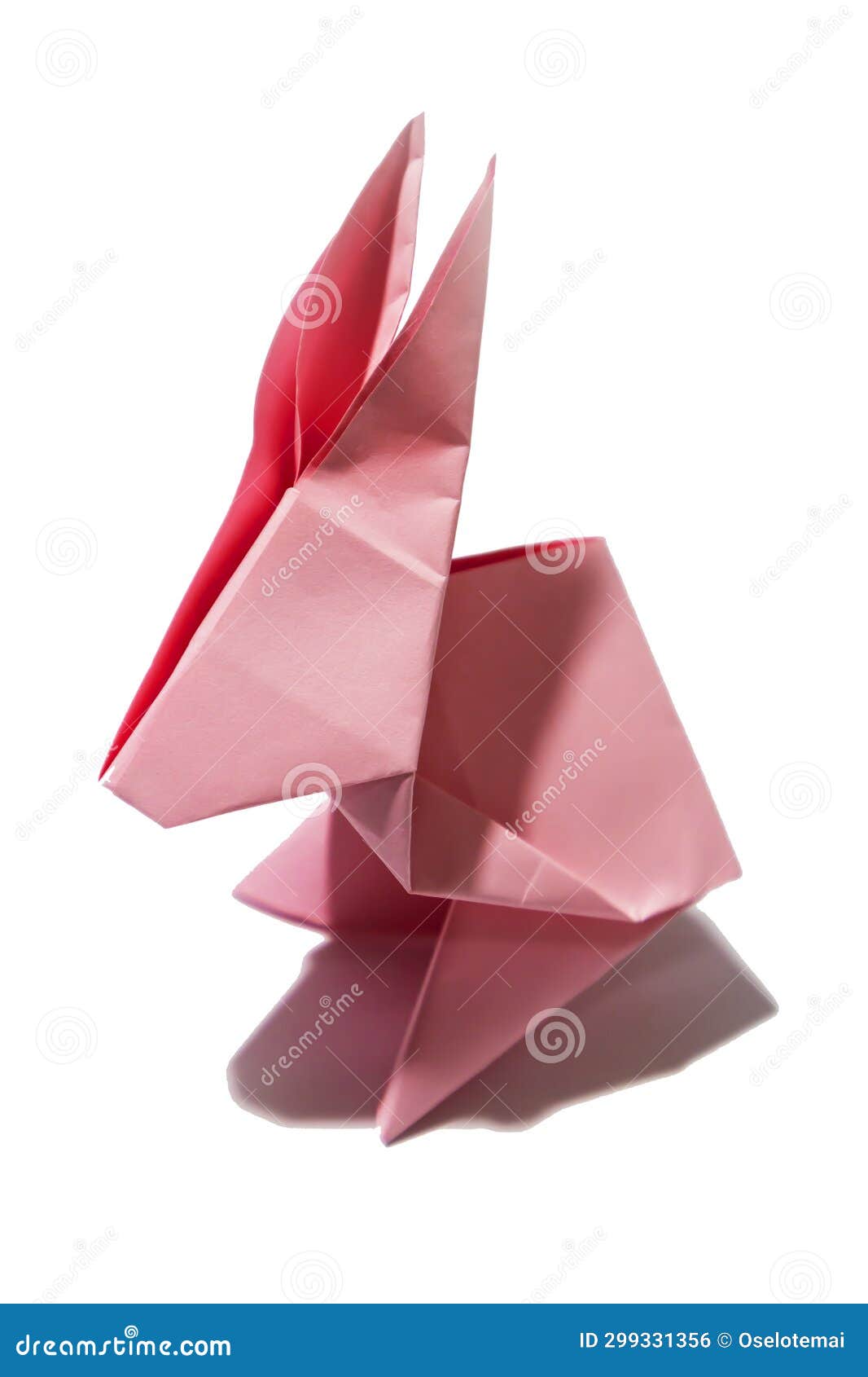 Pink Rabbit Shape Paper on White Background Stock Photo - Image of ...