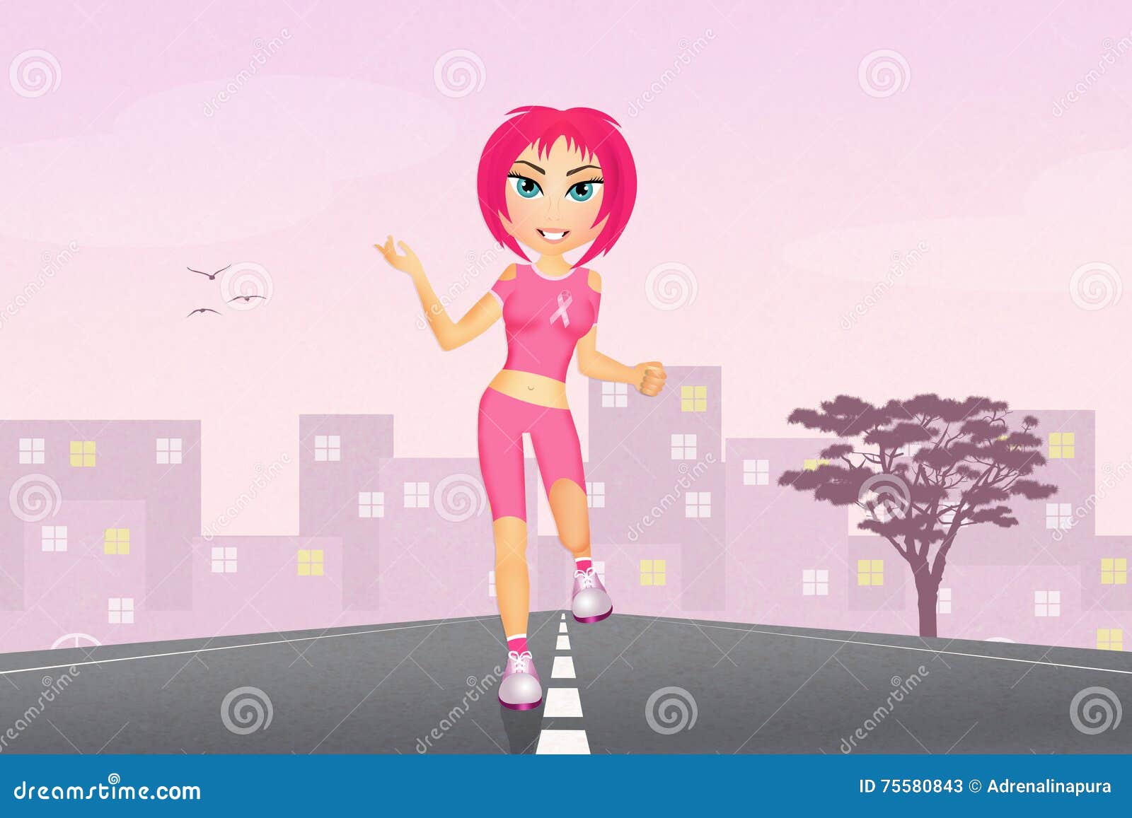 The pink race stock illustration. Illustration of joyful - 75580843