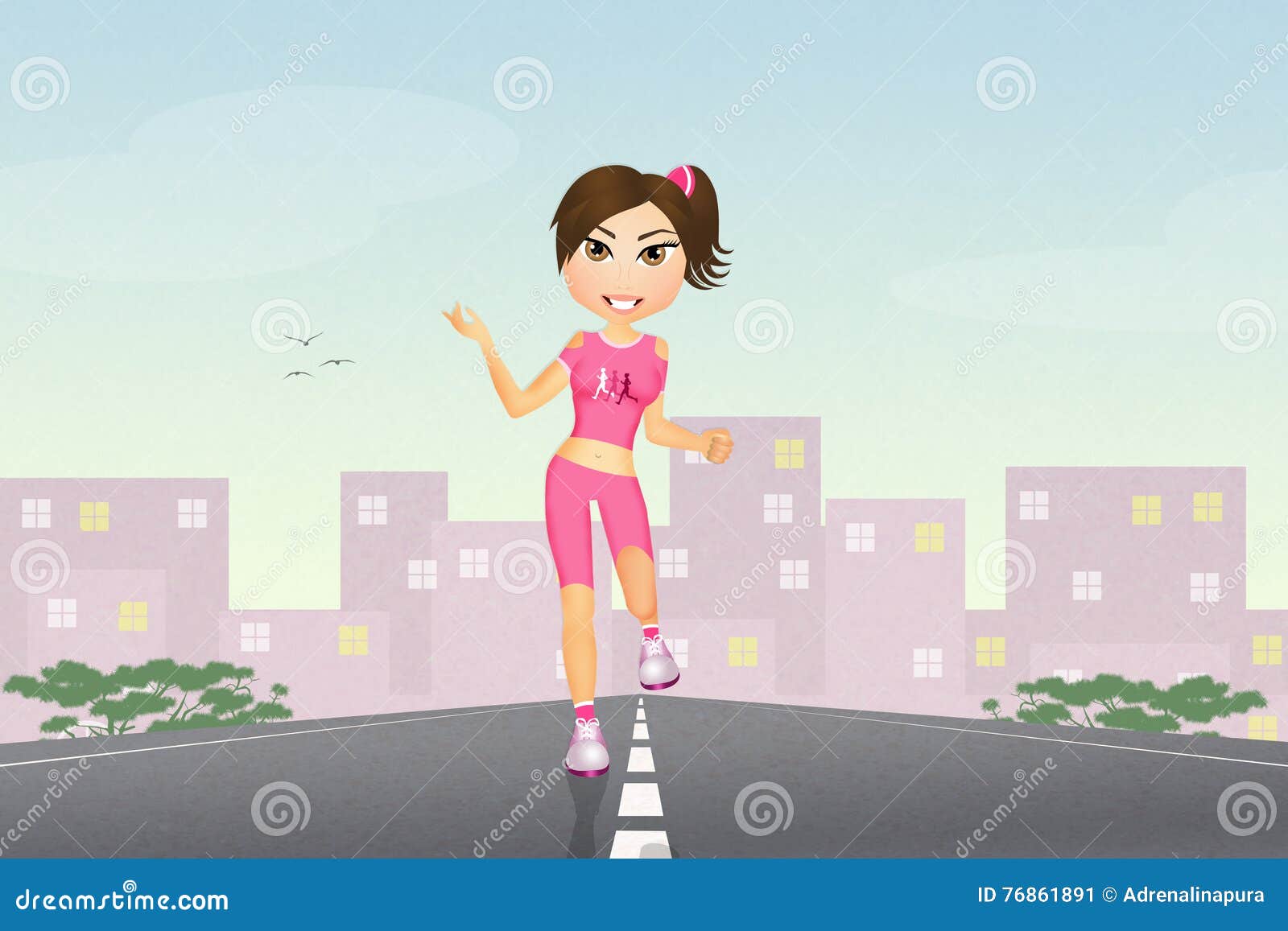The pink race stock illustration. Illustration of funny - 76861891