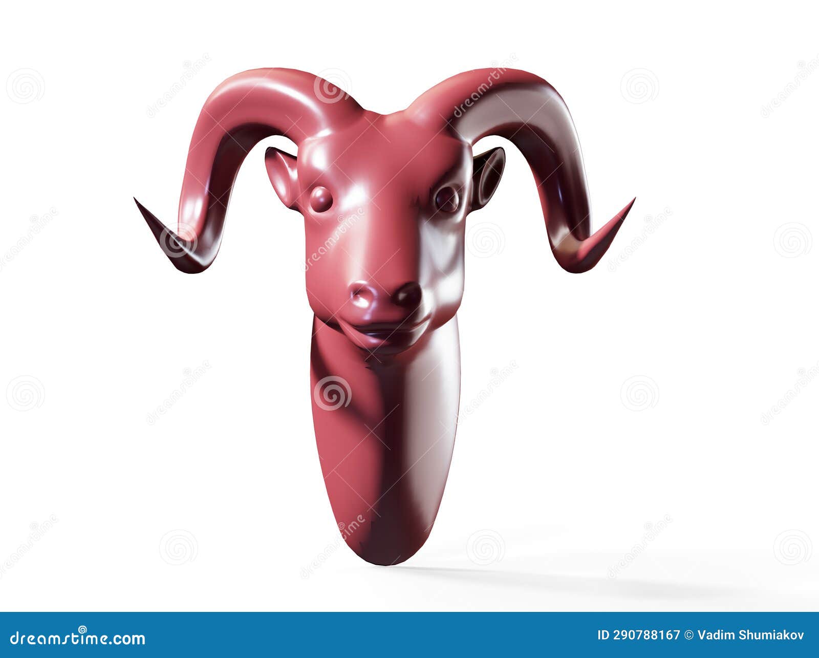 Pink Ram Skull Front View 3d Illustration 3d Render Stock Illustration ...